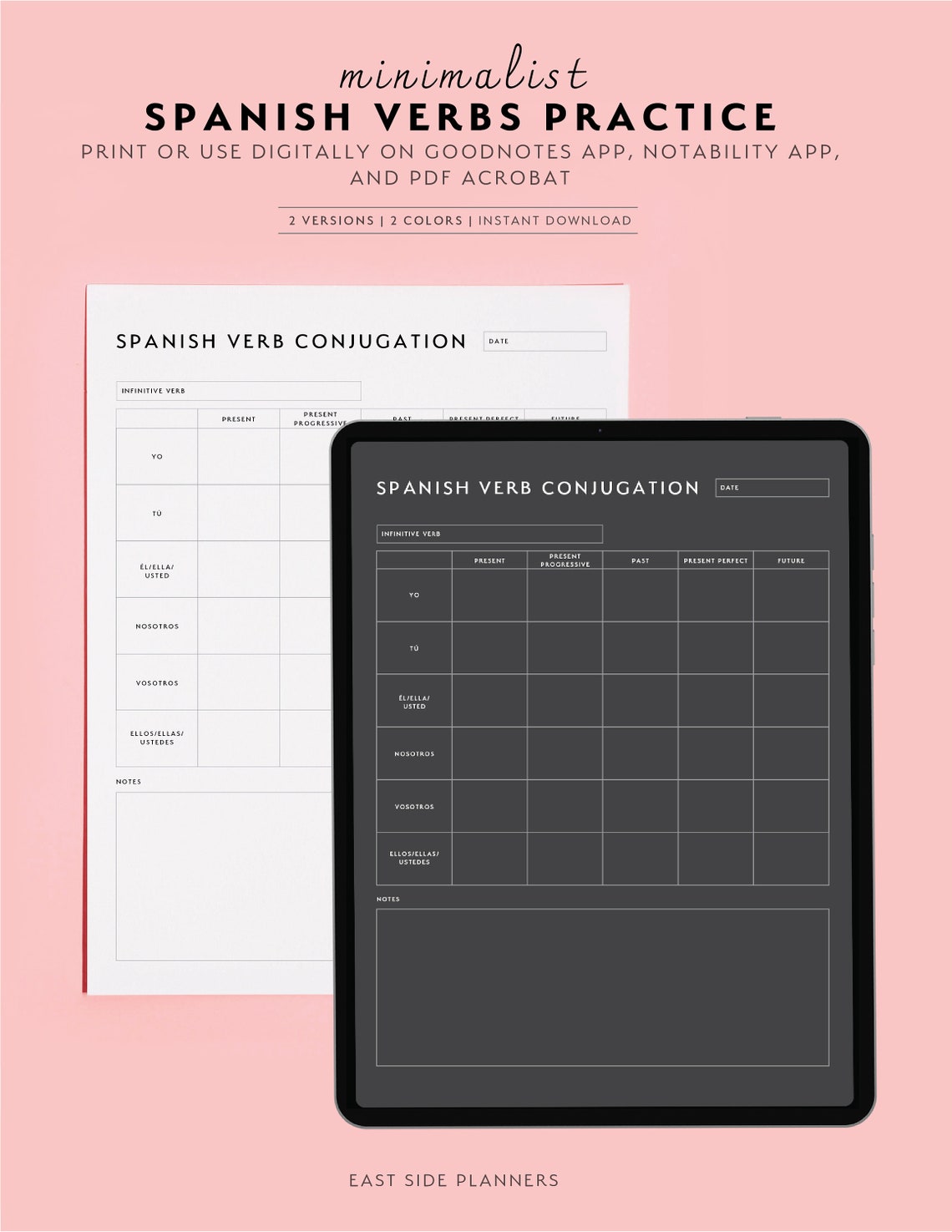 Spanish Verb Conjugation Practice Study Sheets Tenses Language Learning ...