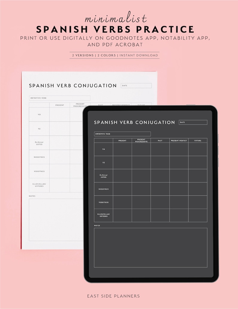 Spanish Verb Conjugation Practice Study Sheets Tenses Language Learning ...
