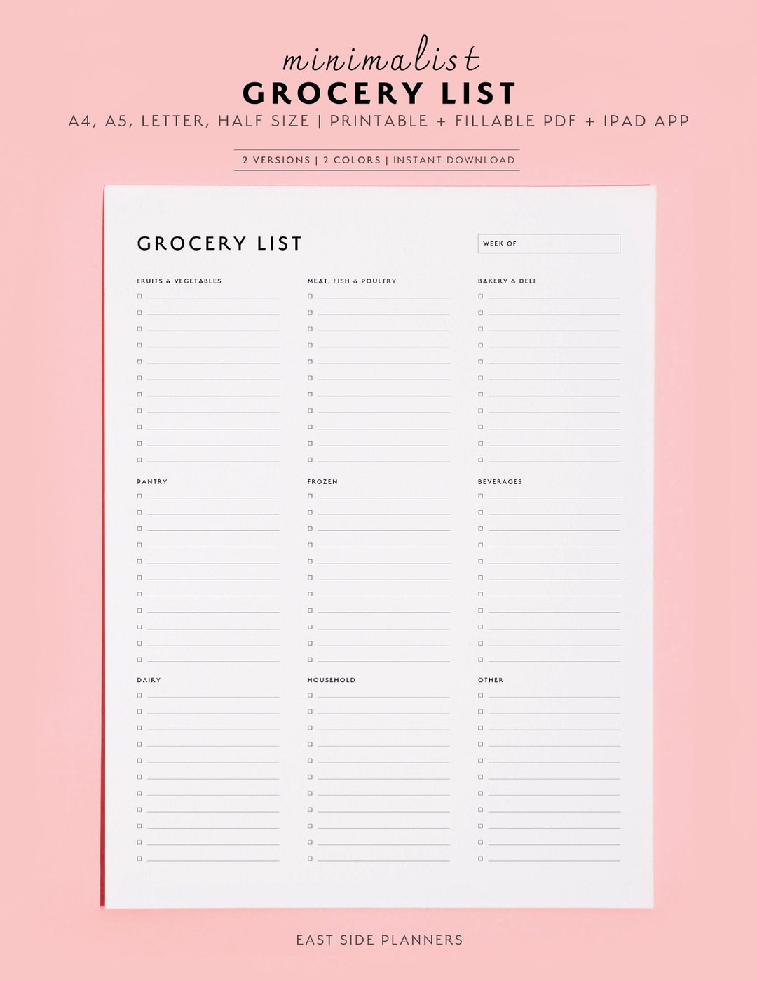 Grocery List Printable Template, Grocery Planner, Organize, Weekly Plan ...
