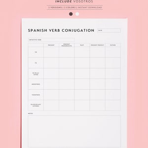 Spanish Verb Conjugation Practice Study Sheets Tenses Language Learning ...
