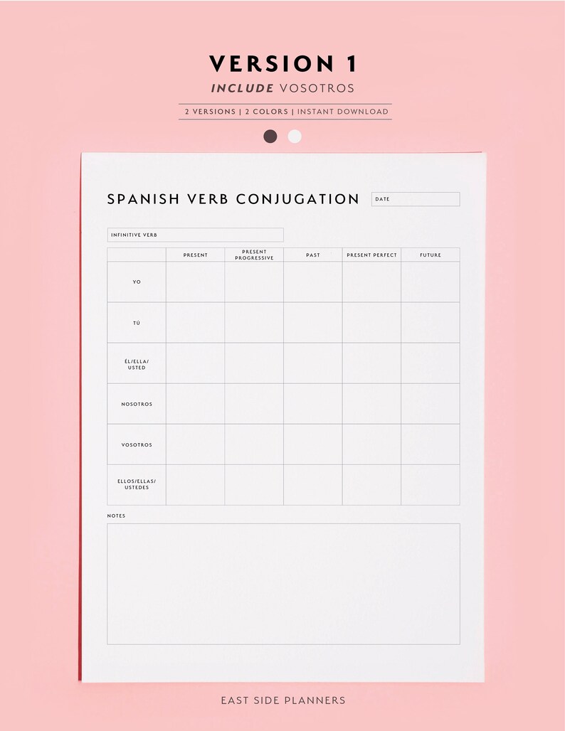Spanish Verb Conjugation Practice Study Sheets Tenses Language Learning ...