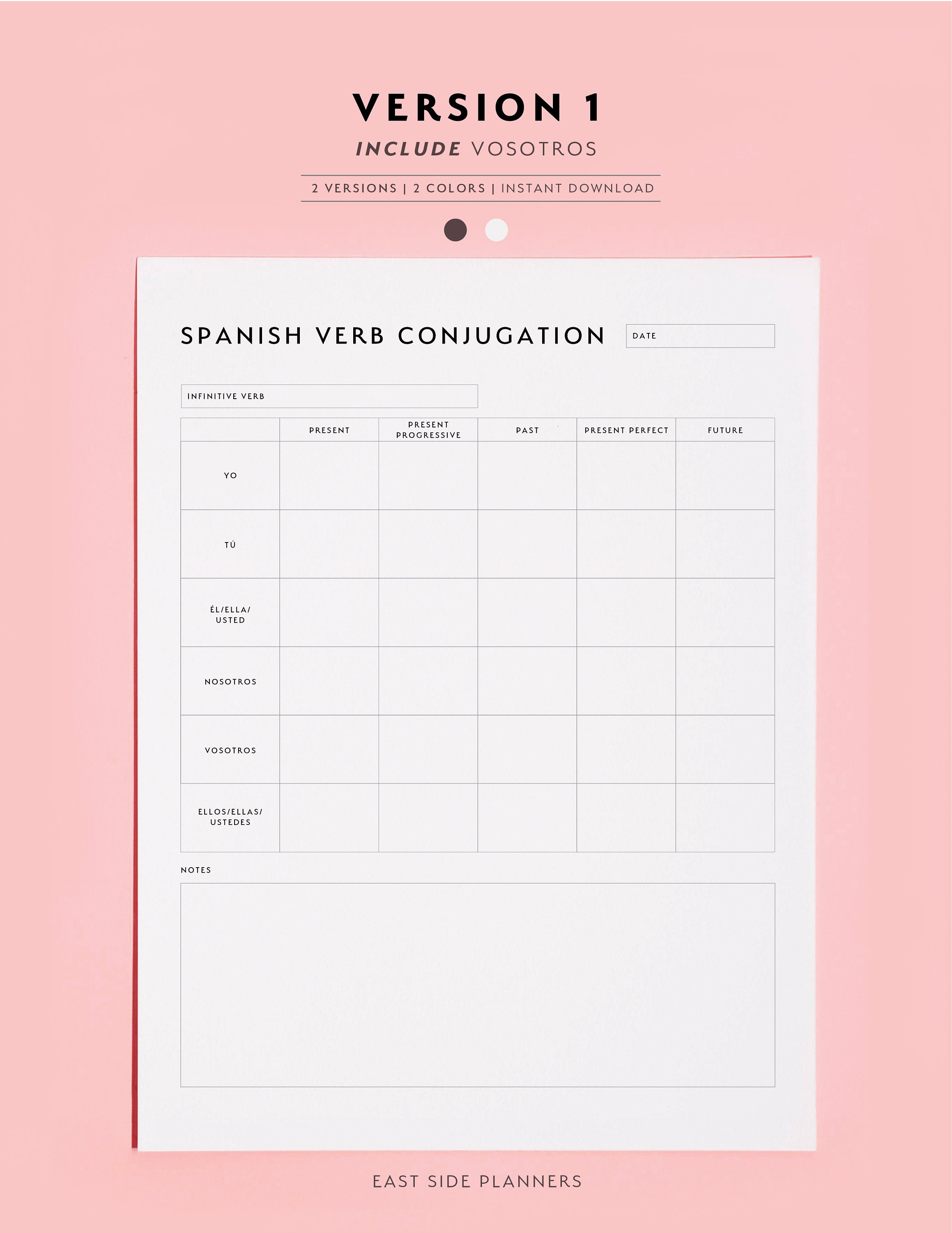 Spanish Verb Conjugation Practice Study Sheets Tenses Language Learning ...