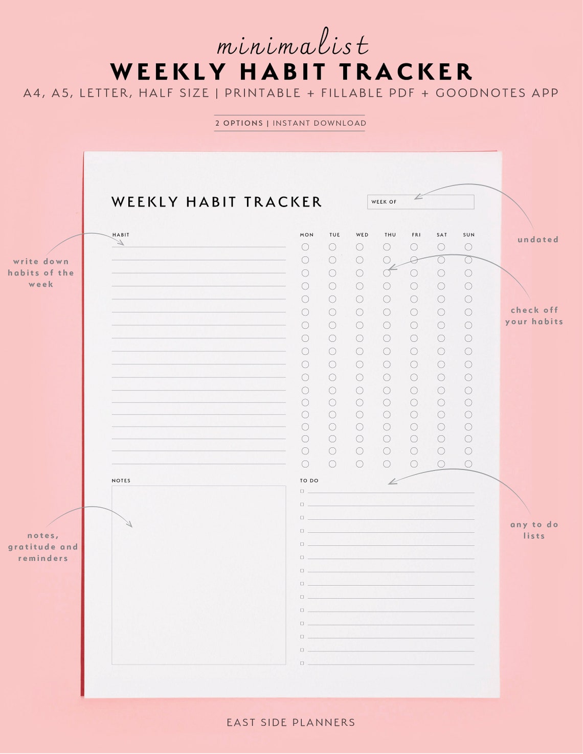 Weekly Habit Tracker Printable, Habit Tracker Template, Routine Tracker ...