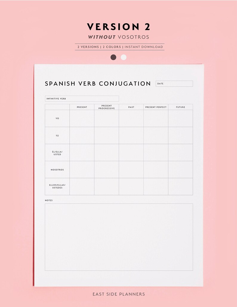 Spanish Verb Conjugation Practice Study Sheets Tenses Language Learning ...