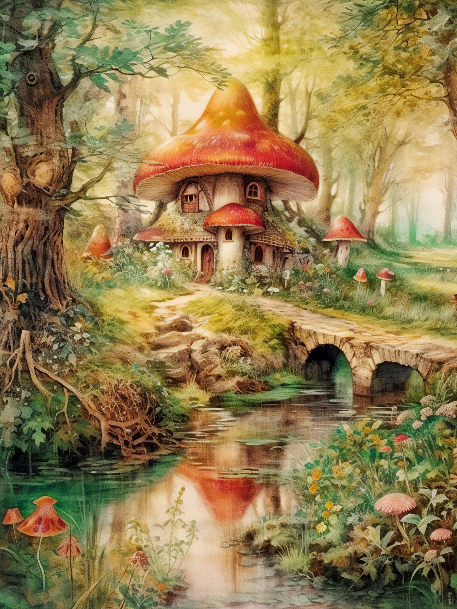 Mushroom Home Poster - Etsy