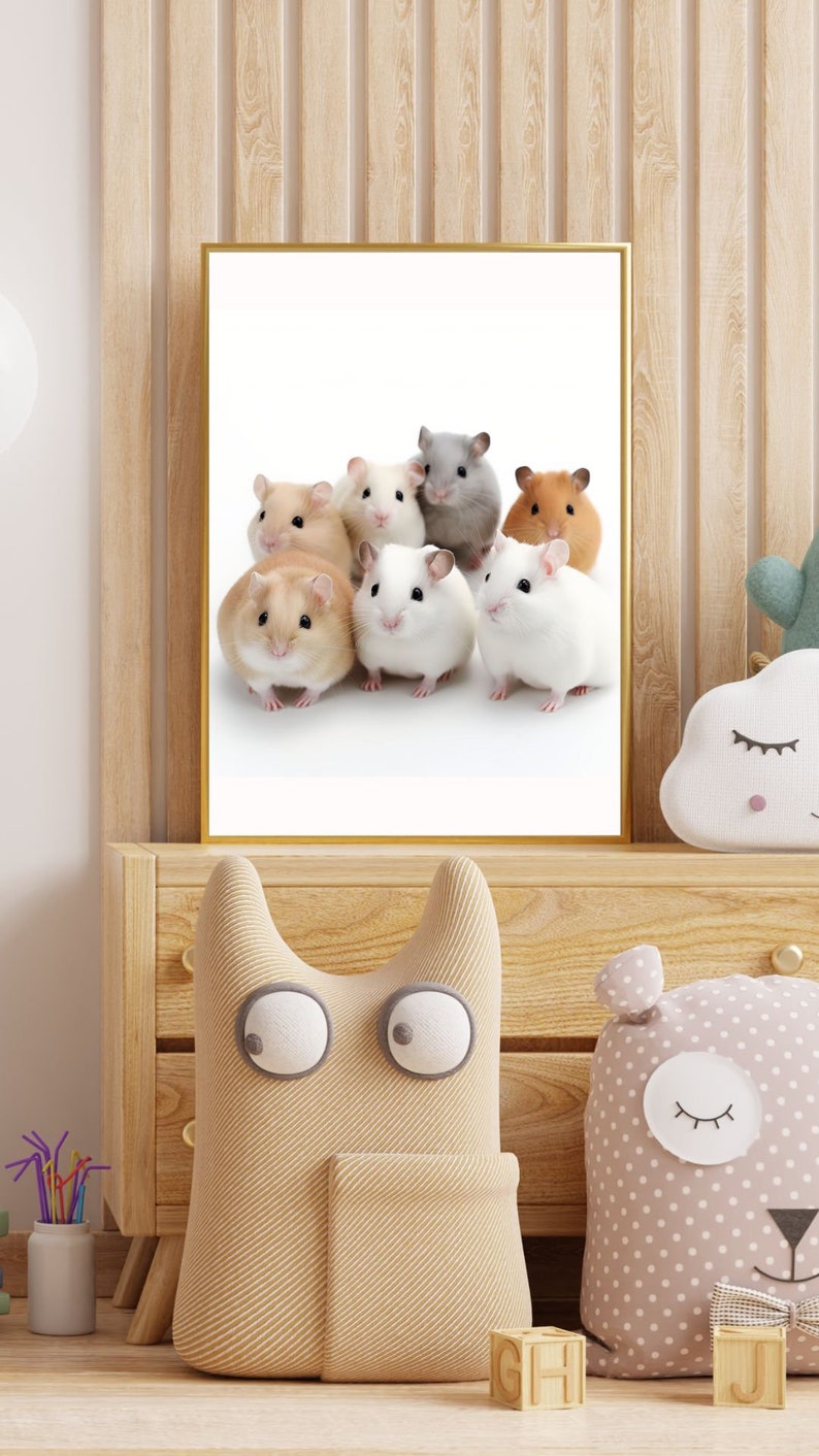 Printable Hamster Wall Art Nursery Animals Cute Living Room Digital ...