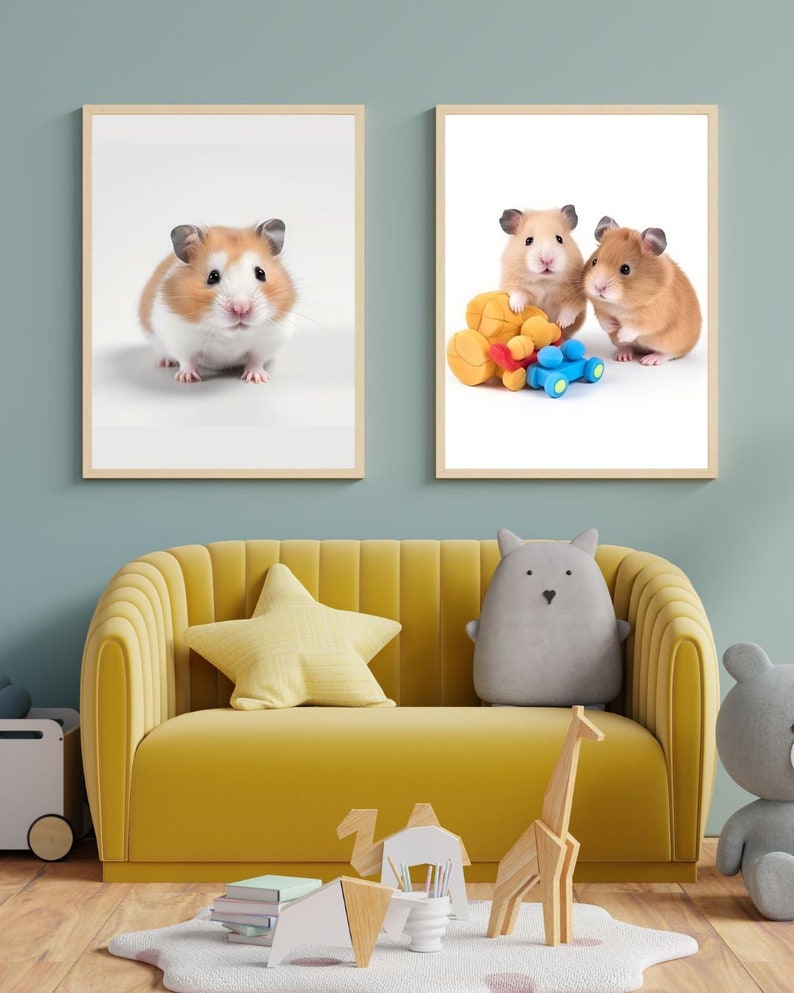 Printable Hamster Wall Art Nursery Animals Cute Living Room Digital ...