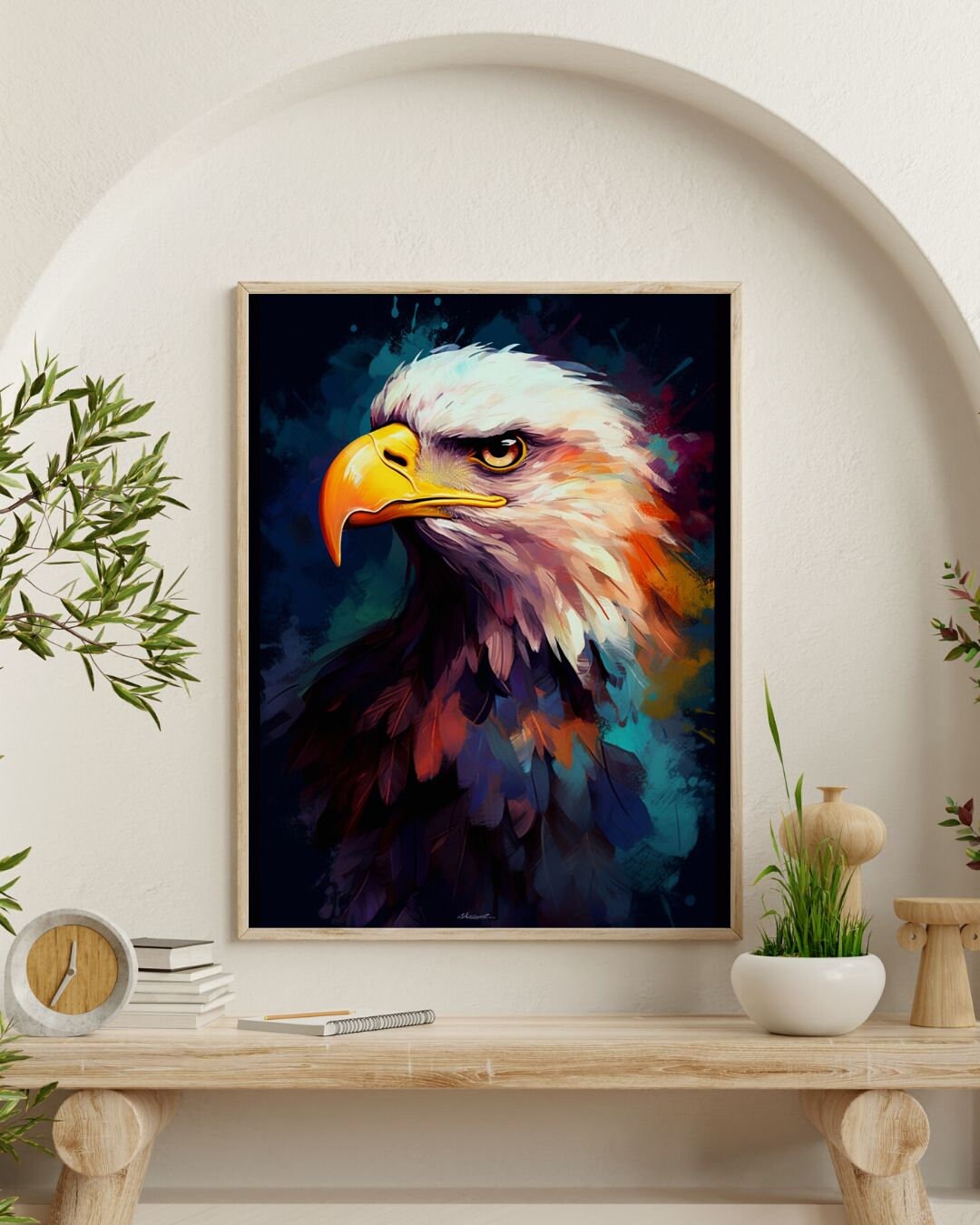 Oil Paint Bald Eagle Digital Print, Wildlife Art, Nature Inspired Home ...
