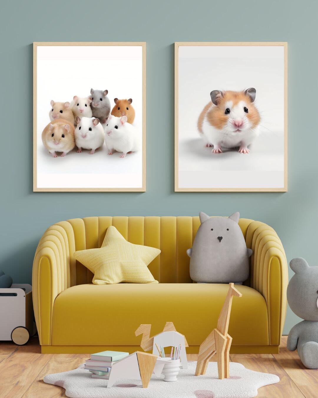 Printable Hamster Wall Art Nursery Animals Cute Living Room Digital ...