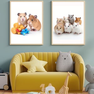 Printable Hamster Wall Art Nursery Animals Cute Living Room Digital ...