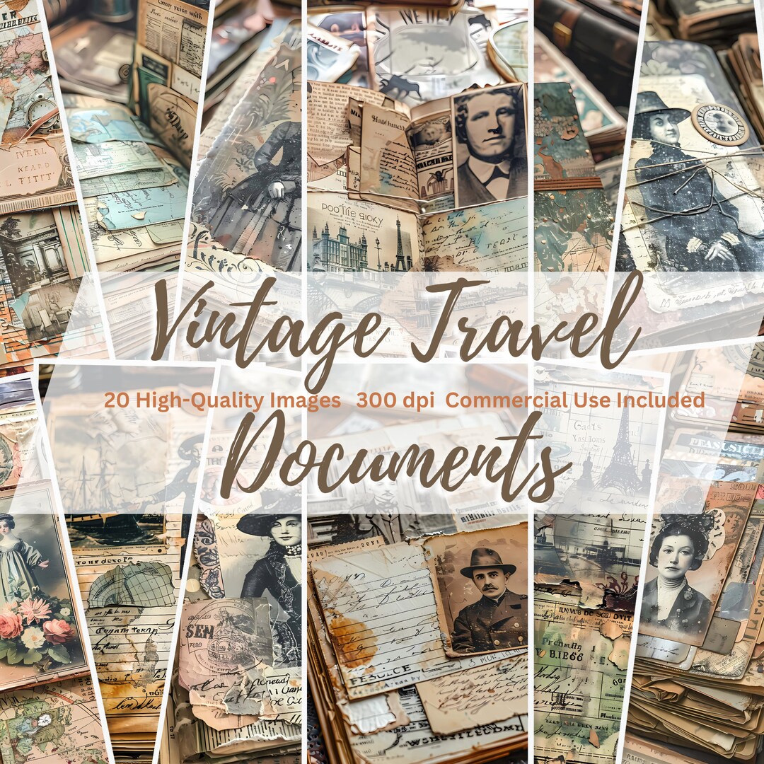 Vintage Travel Documents, Travel Journal, Grungy Photograph, Digital ...