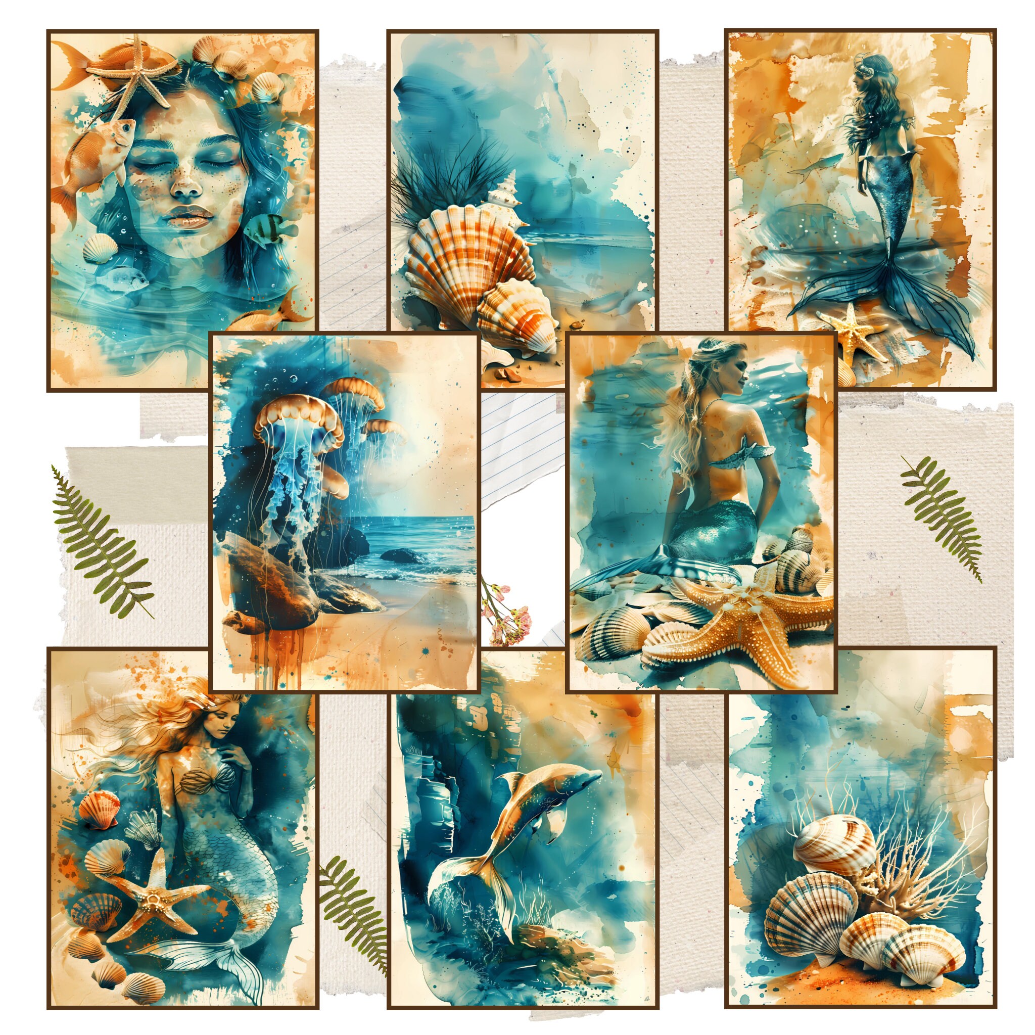 Mermaid's Ocean Dream Junk Journal Kit, Collage Paper Pack, Sea Junk ...