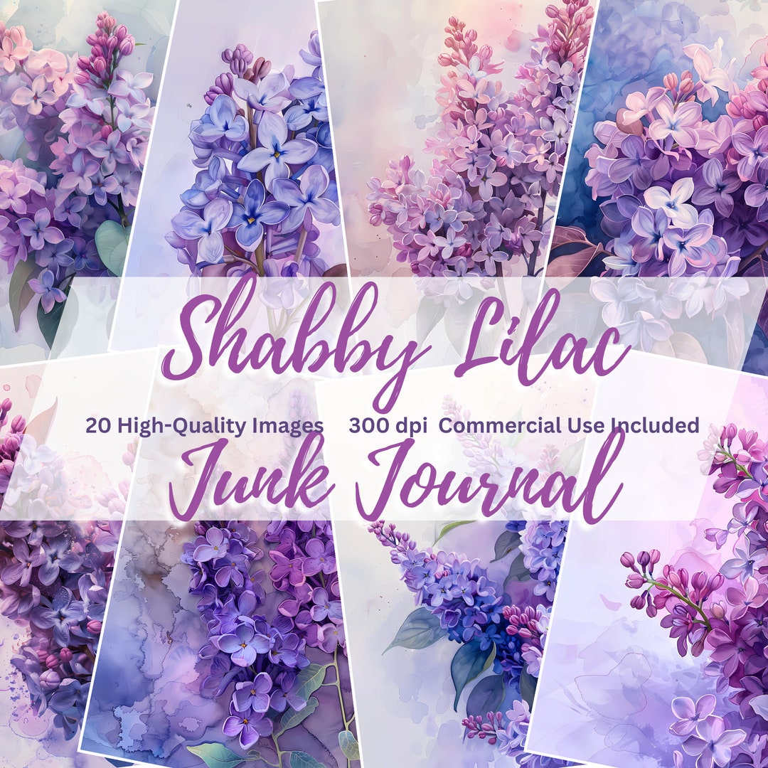Shabby Lilac Junk Journal Kit | Digital Chic Spring Floral Journal ...
