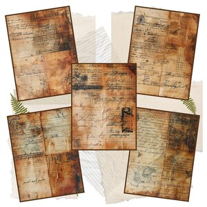 Antique Documents Printable Sheets, Aged Background Papers, Handwritten ...