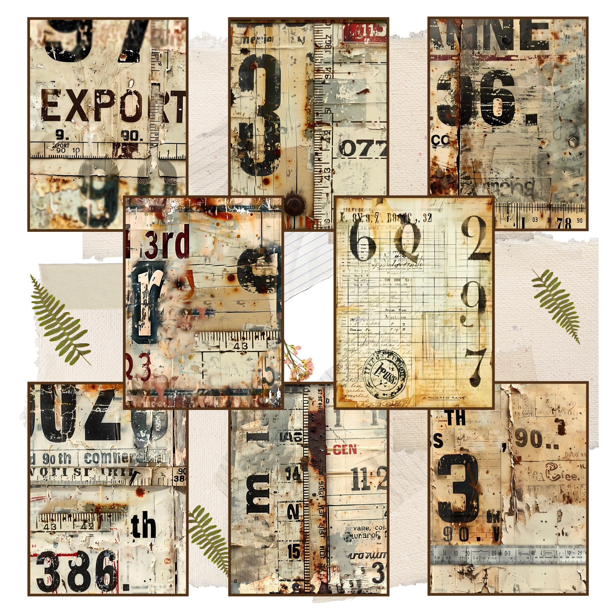 Grunge Numbers Junk Journal Paper, Grunge Industrial, Journal ...