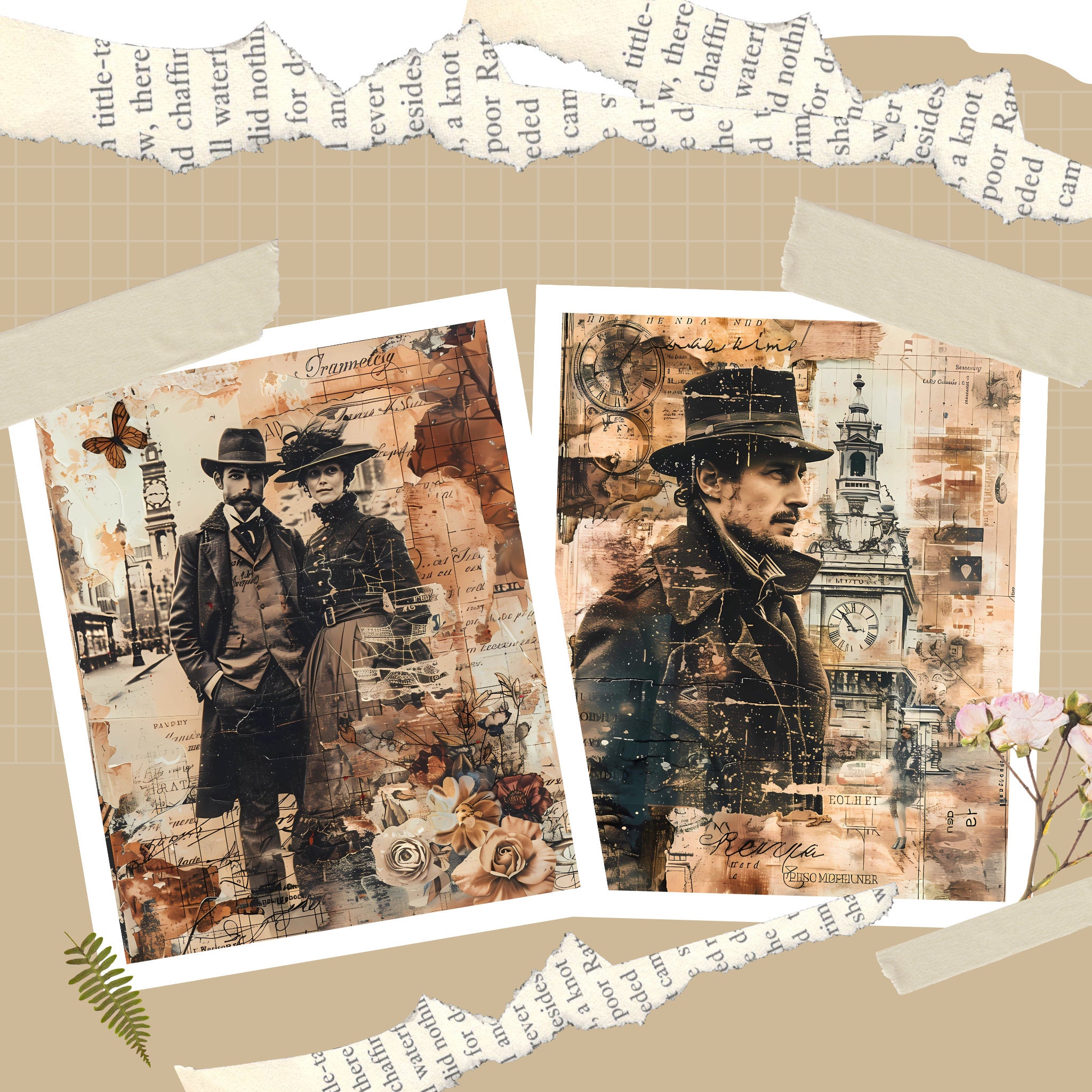 Vintage Grunge People Images, Printable Papers, Digital Download, Junk ...