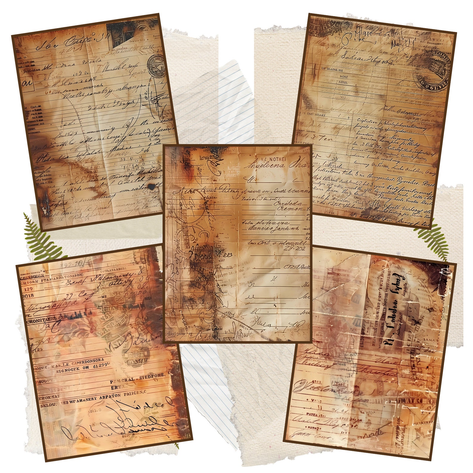 Antique Documents Printable Sheets, Aged Background Papers, Handwritten ...