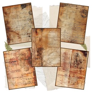 Antique Documents Printable Sheets, Aged Background Papers, Handwritten ...