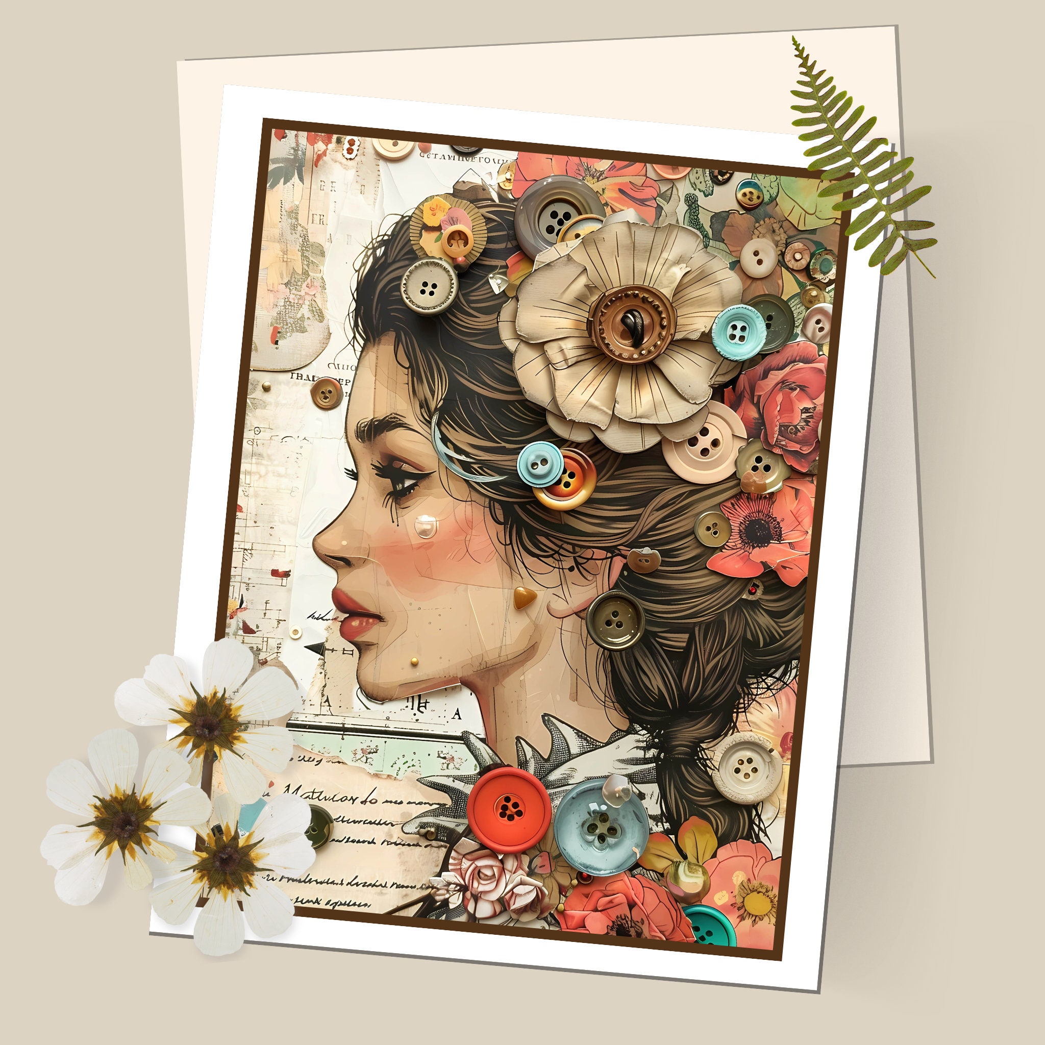 Whimsical Woman Portrait Journal, Journaling Supplies, Whimsical Junk ...
