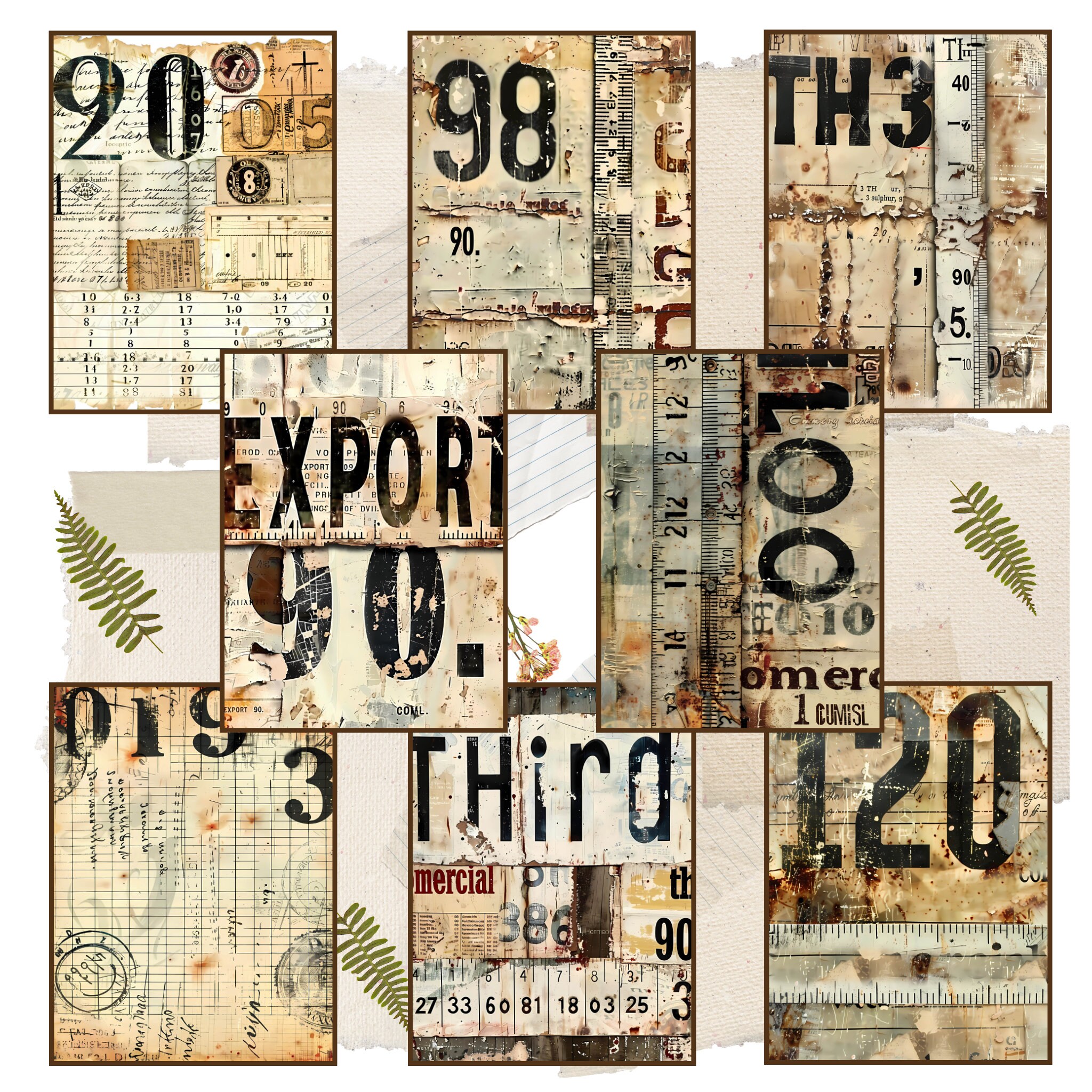Grunge Numbers Junk Journal Paper, Grunge Industrial, Journal ...