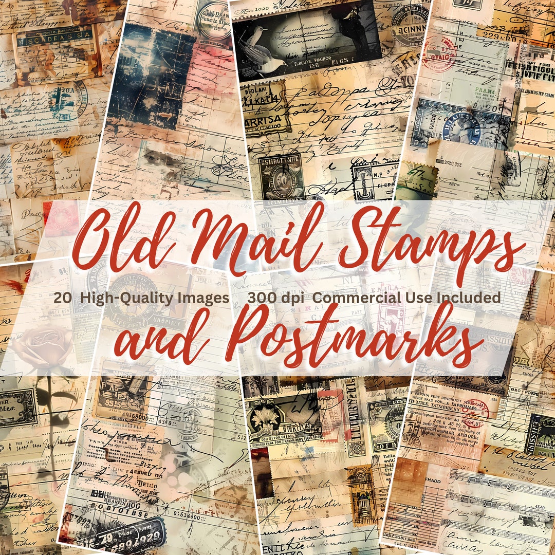 Old Mail Stamps and Postmarks Junk Journal Paper, Aged Document Journal ...