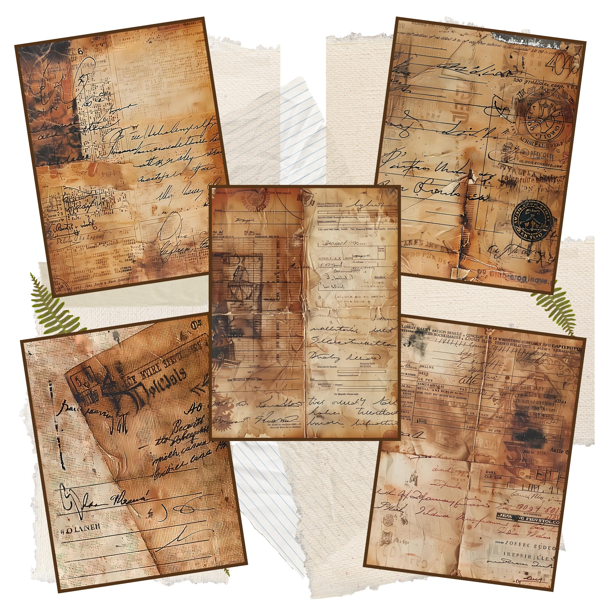 Antique Documents Printable Sheets, Aged Background Papers, Handwritten ...