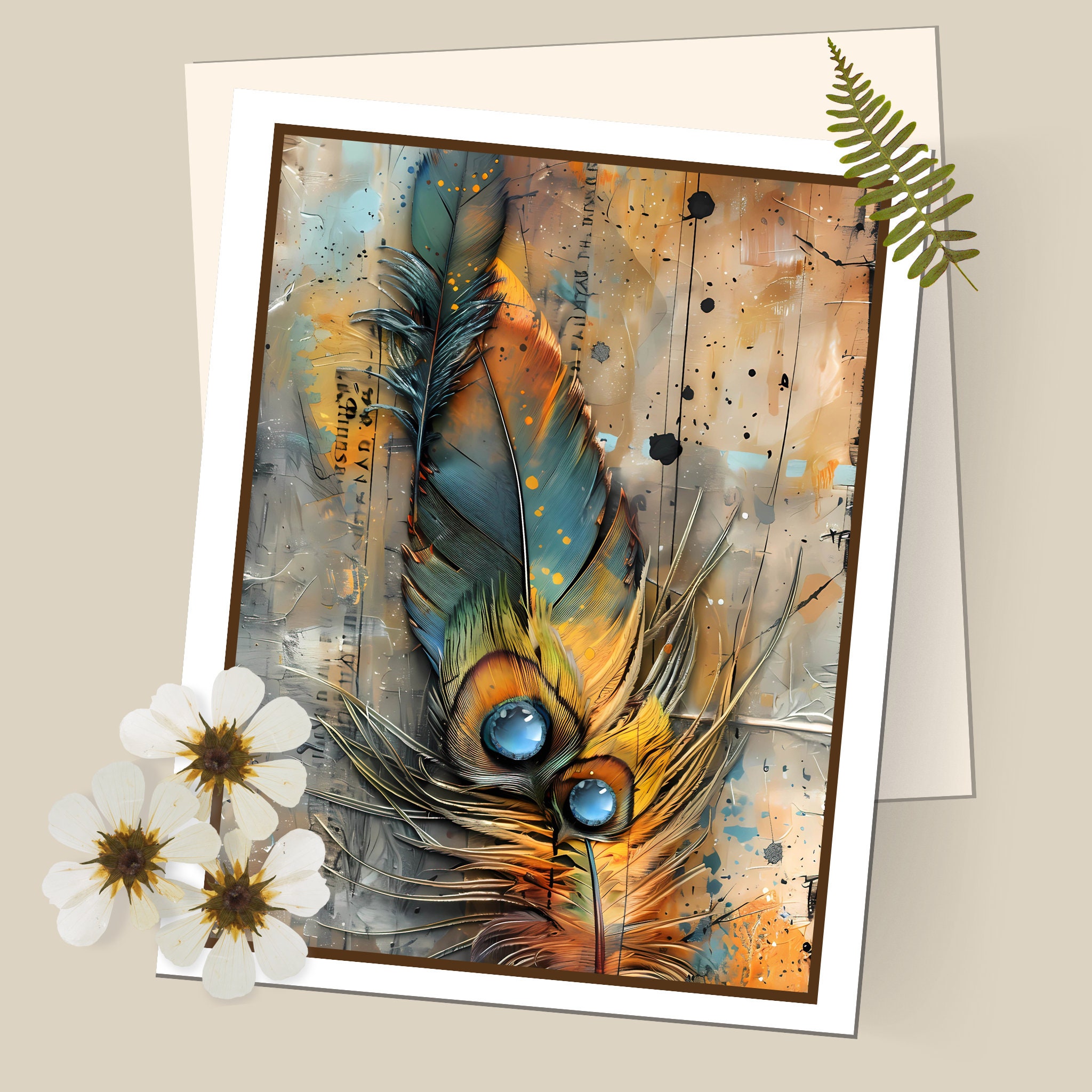 Whimsical Birds and Feathers Printable Papers,digital Paper Ephemera ...