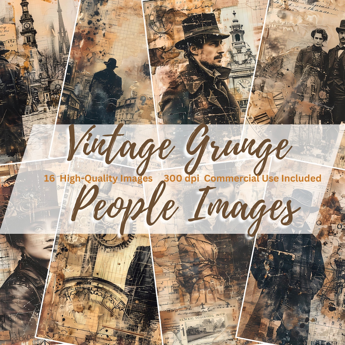 Vintage Grunge People Images, Printable Papers, Digital Download, Junk ...