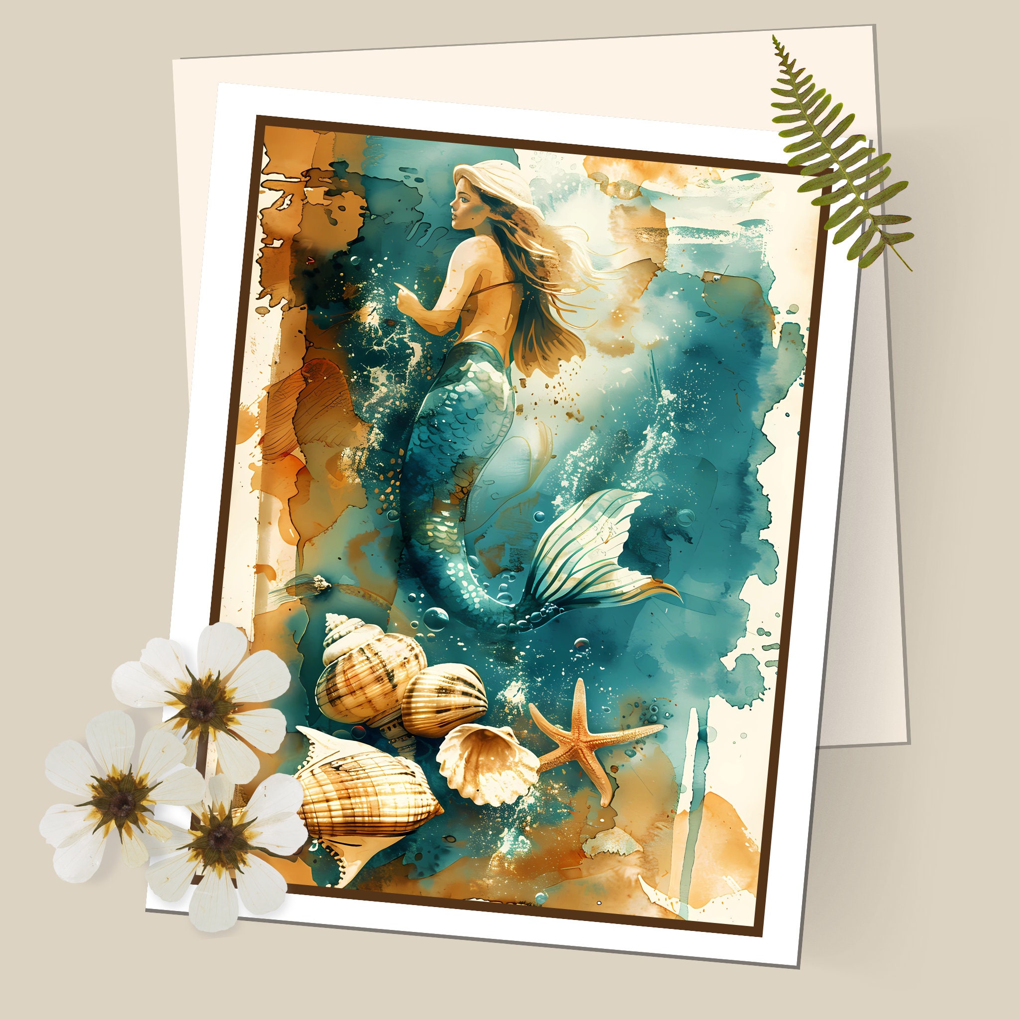 Mermaid's Ocean Dream Junk Journal Kit, Collage Paper Pack, Sea Junk ...