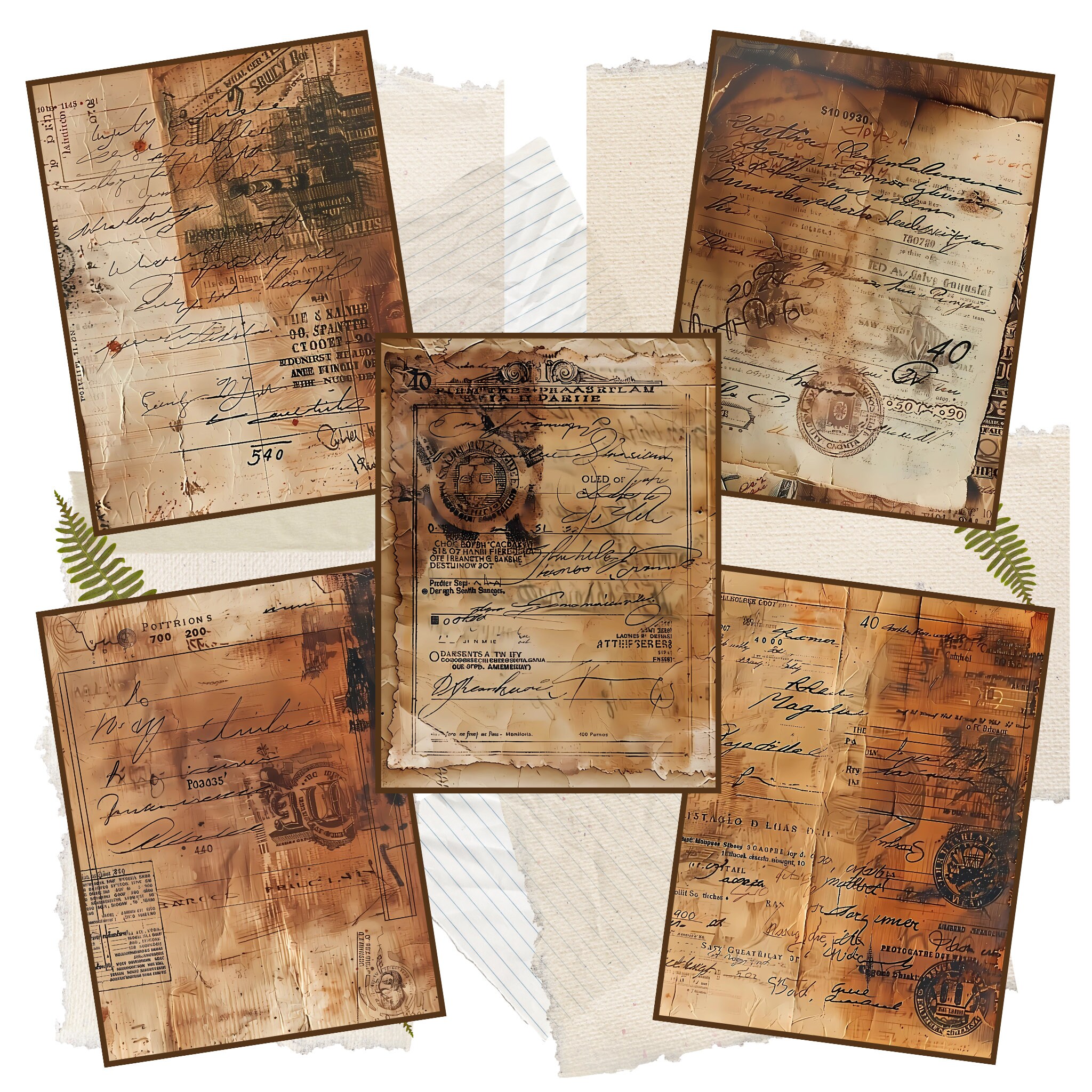 Antique Documents Printable Sheets, Aged Background Papers, Handwritten ...