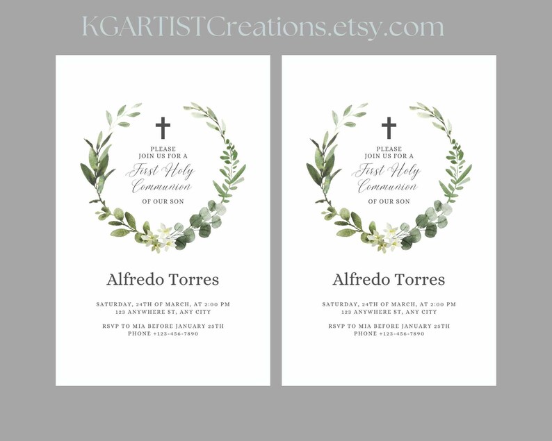 Customized Classy First Communion Invitations, Simple First Communion ...