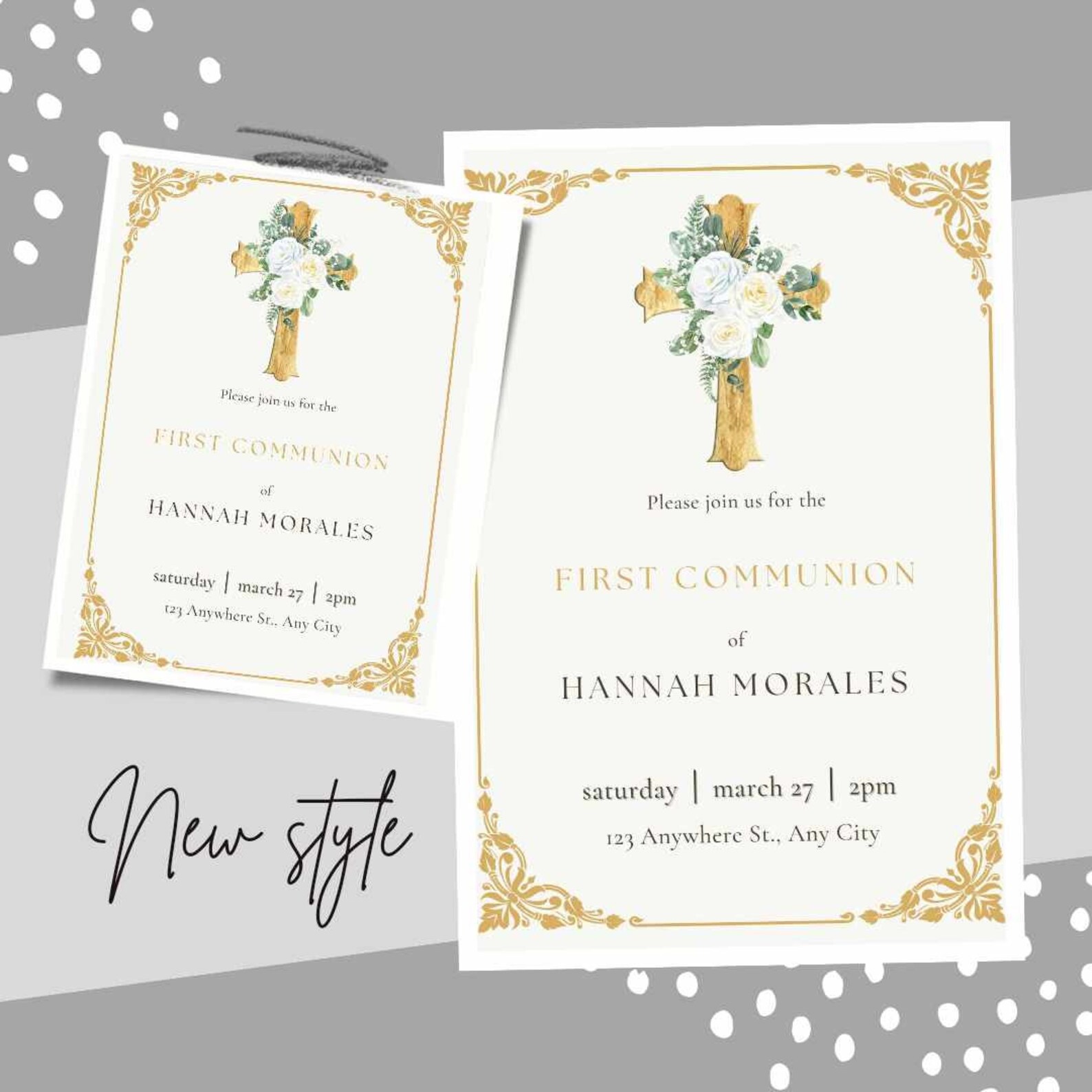 Customized Classy First Communion Invitations, Simple First Communion ...