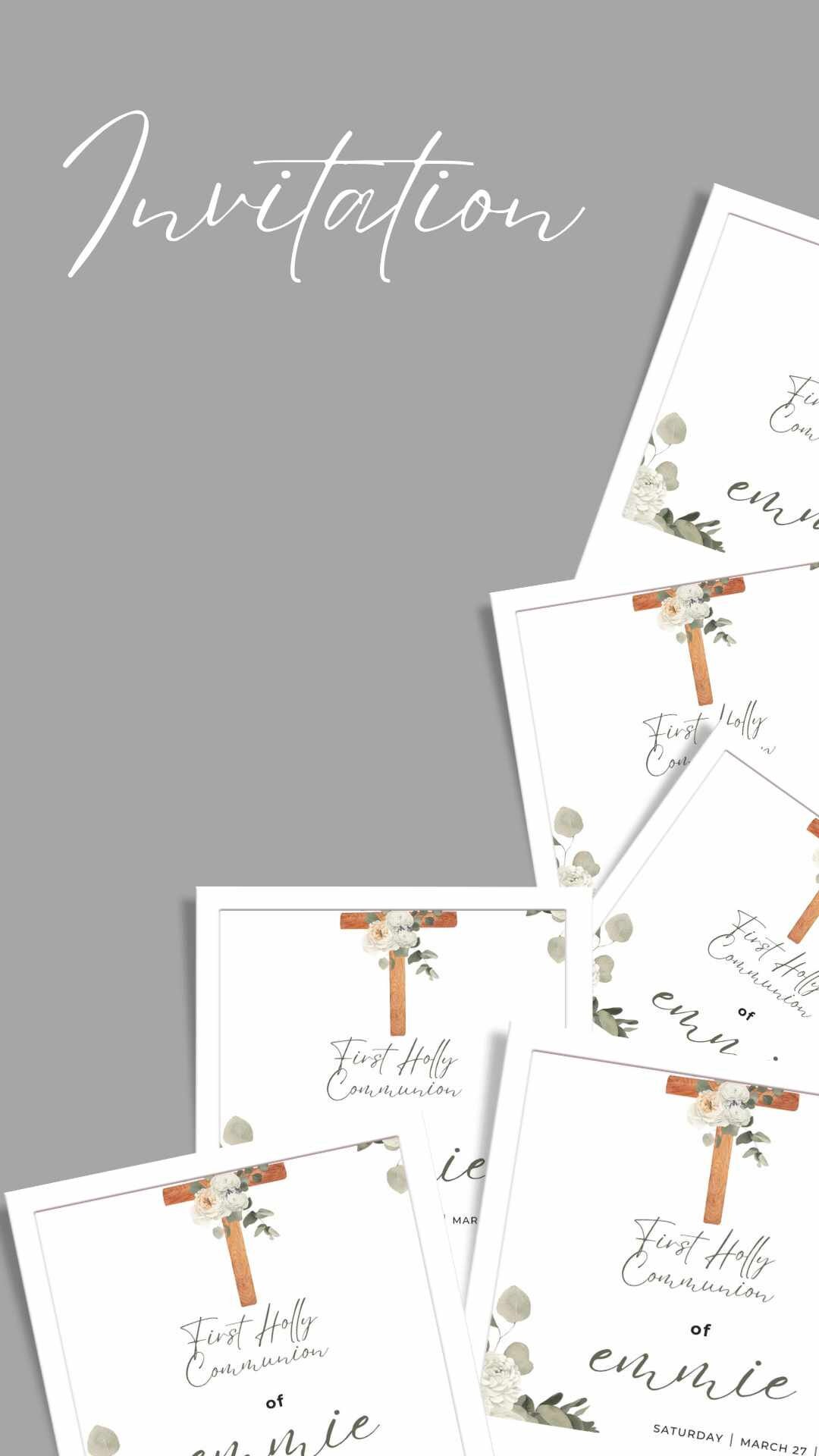 Customized Classy First Communion Invitations, Simple First Communion ...