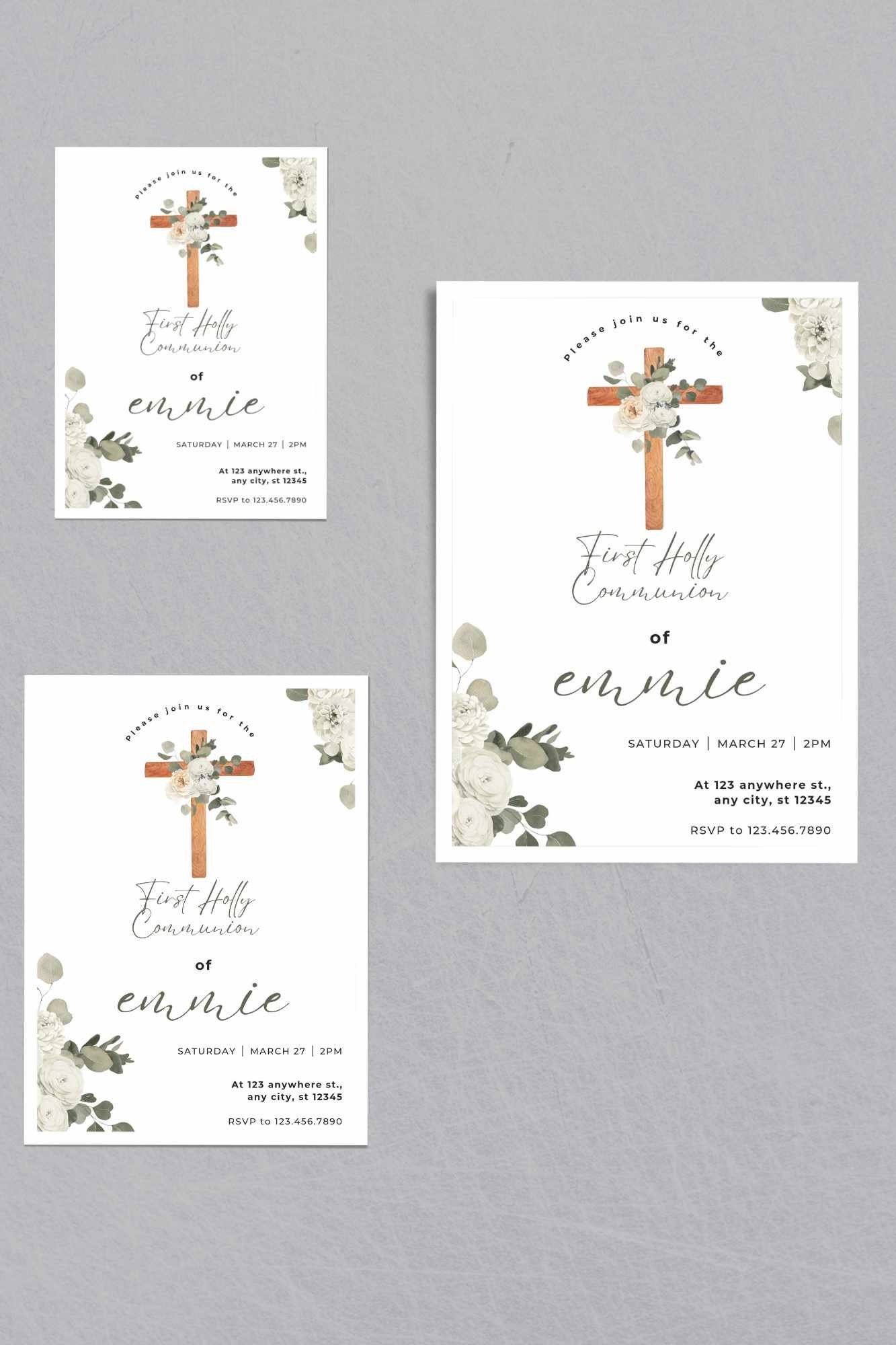 Customized Classy First Communion Invitations, Simple First Communion ...