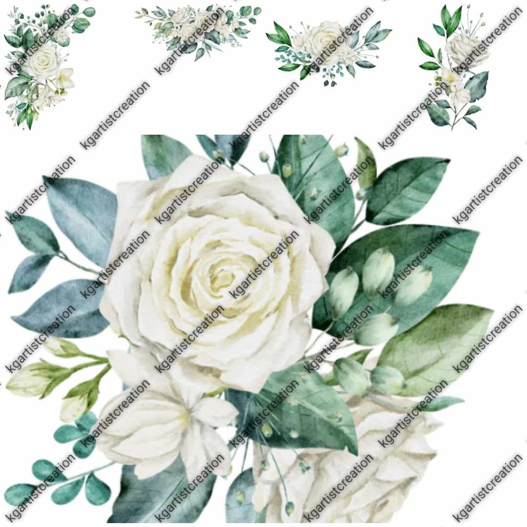5 Flower and Leaves Border Clip Art , Card Making, Scrapbooking ...