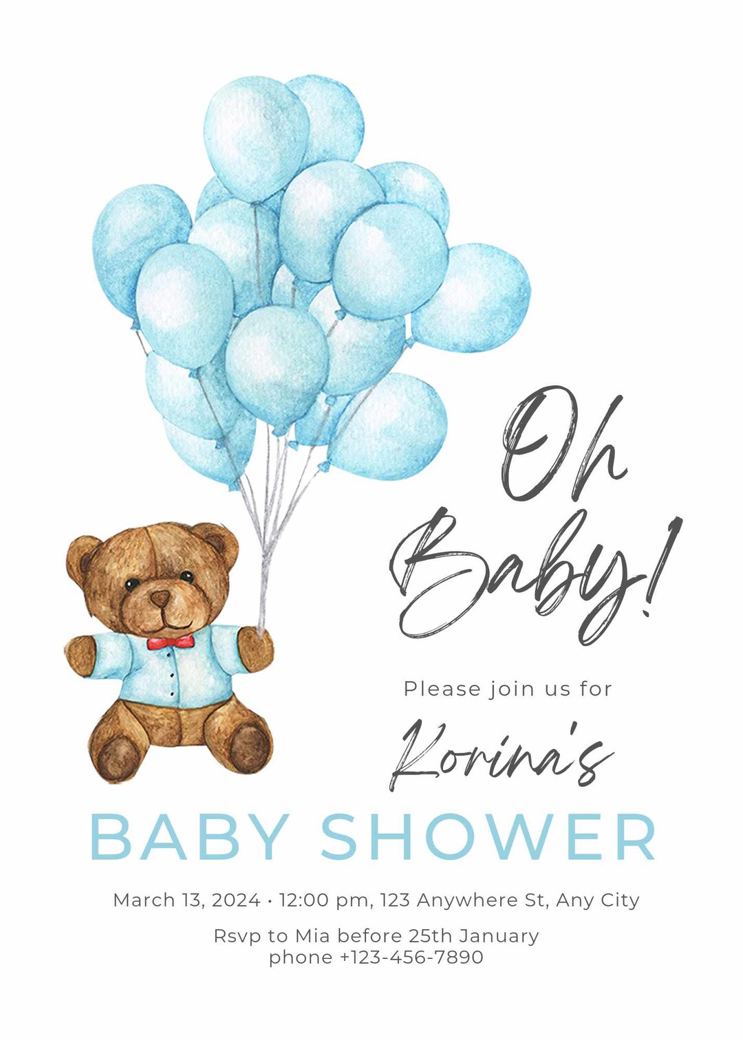 Customized Classy Baby Shower Invitations, Simple Baby Shower ...
