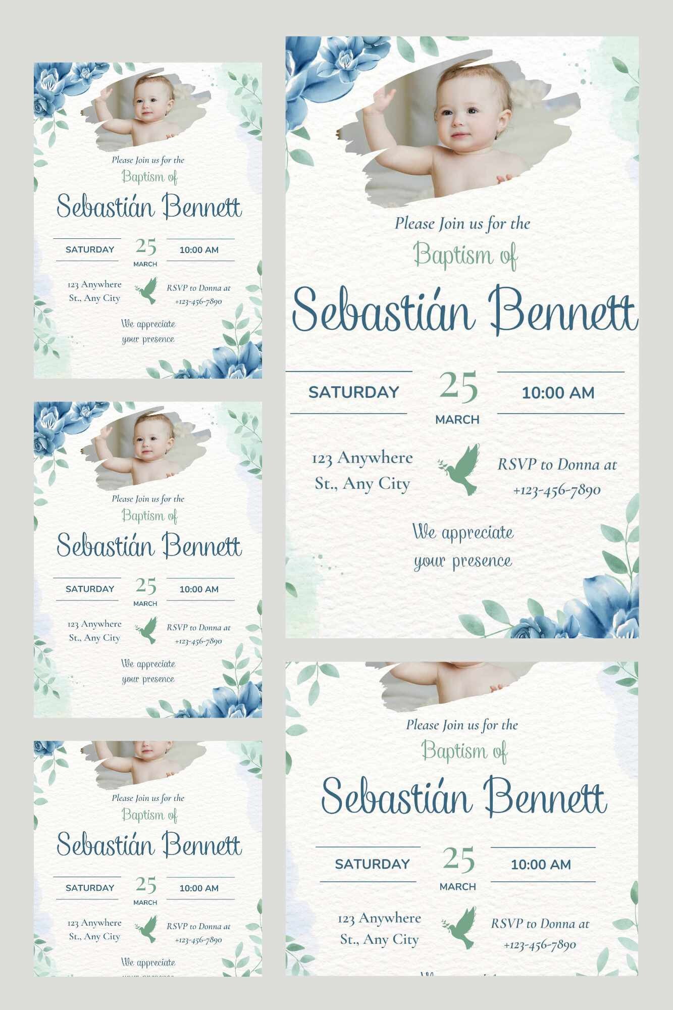 Customized Classy Christening Invitations, Simple Baptism Invitation ...