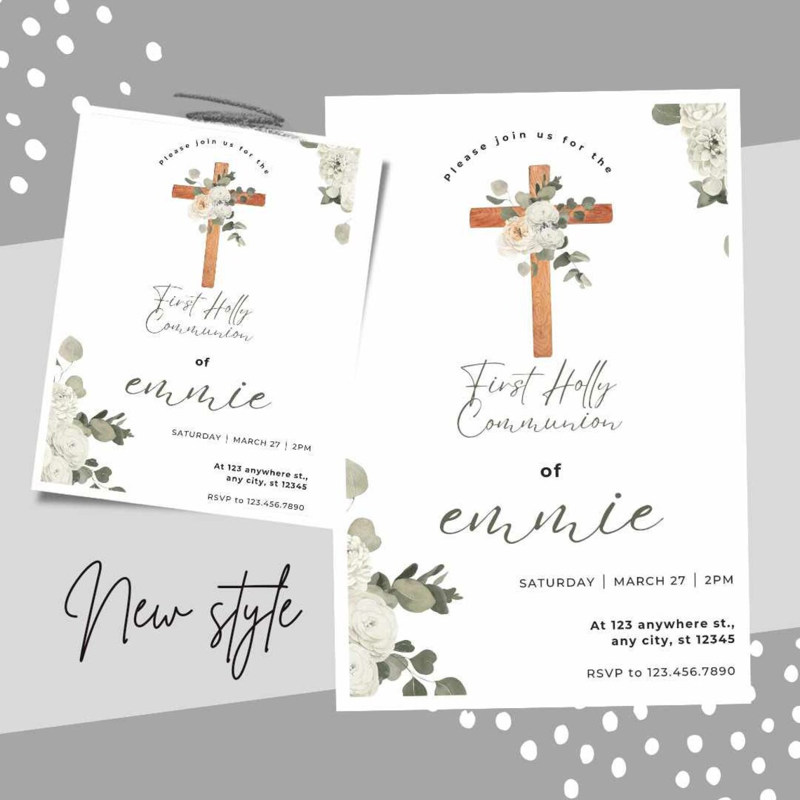 Customized Classy First Communion Invitations, Simple First Communion ...