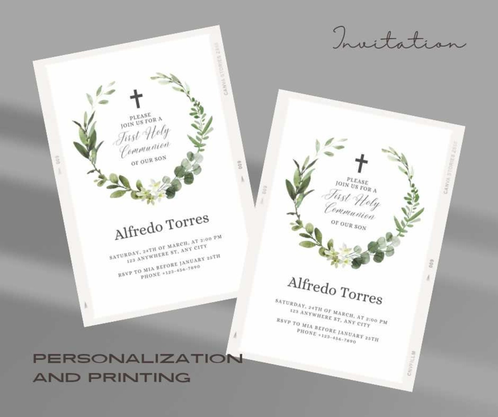 Customized Classy First Communion Invitations, Simple First Communion ...