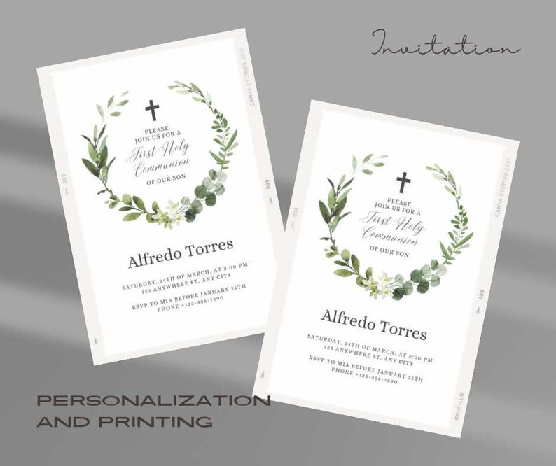 Customized Classy First Communion Invitations, Simple First Communion ...