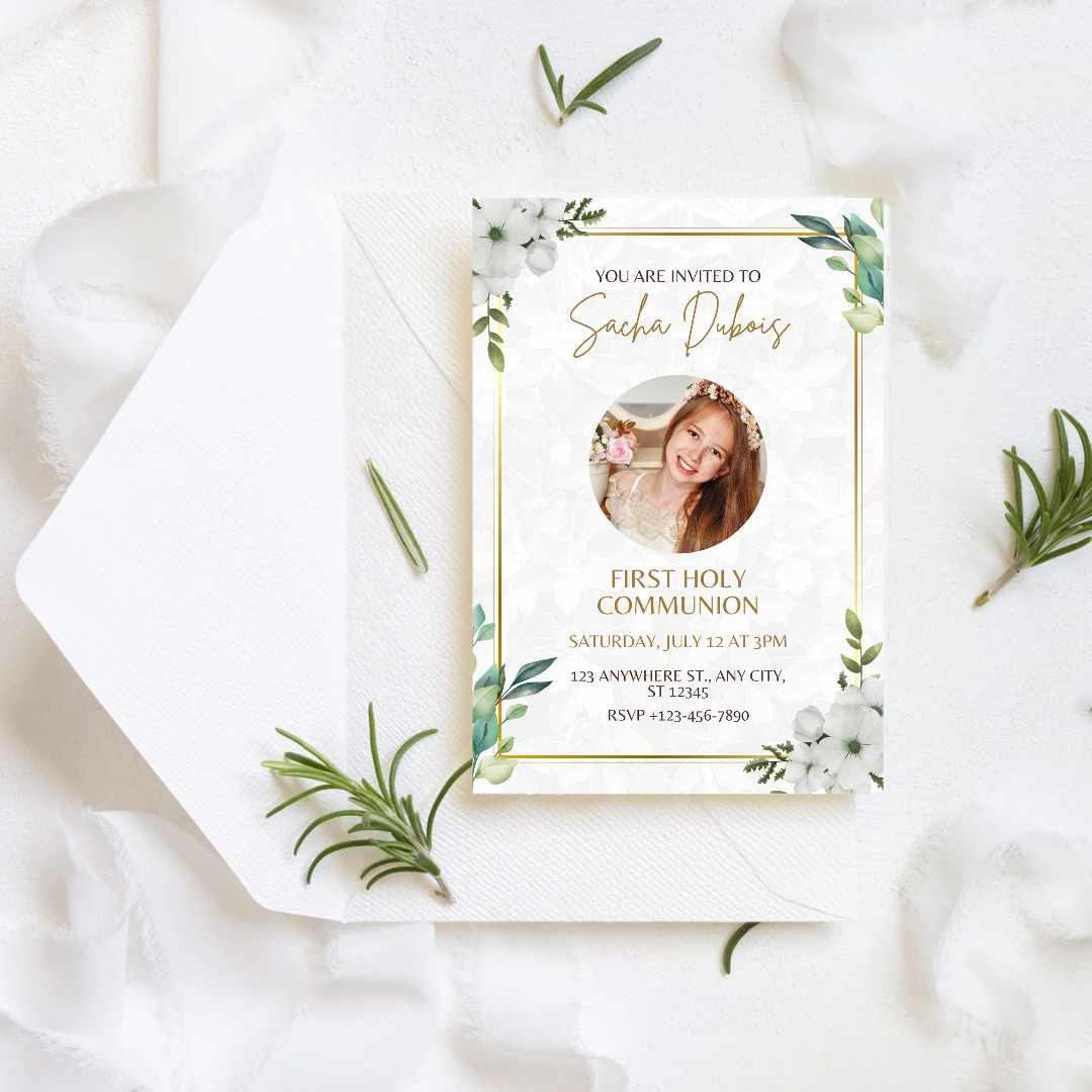Customized Classy First Communion Invitations, Simple First Communion ...