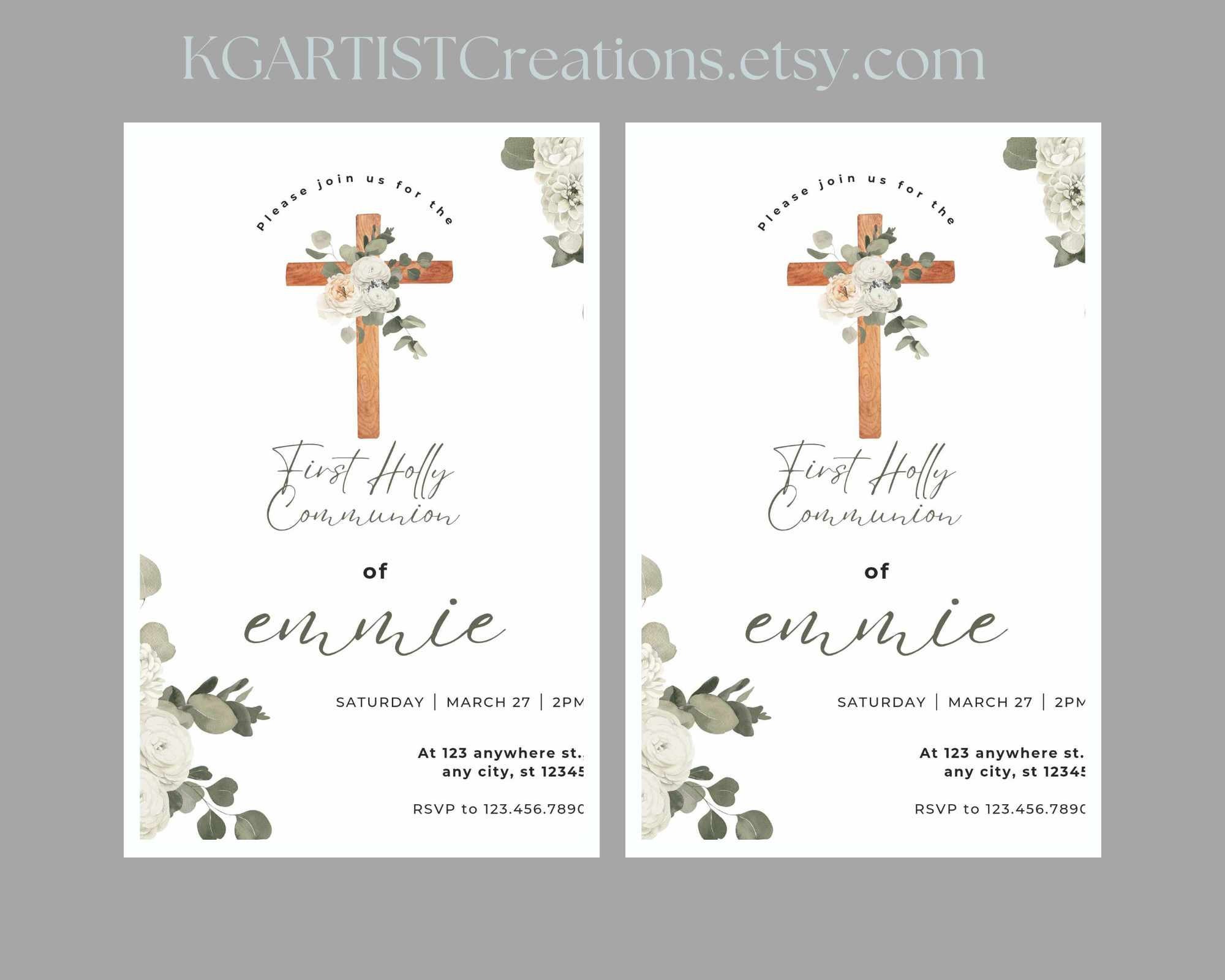 Customized Classy First Communion Invitations, Simple First Communion ...