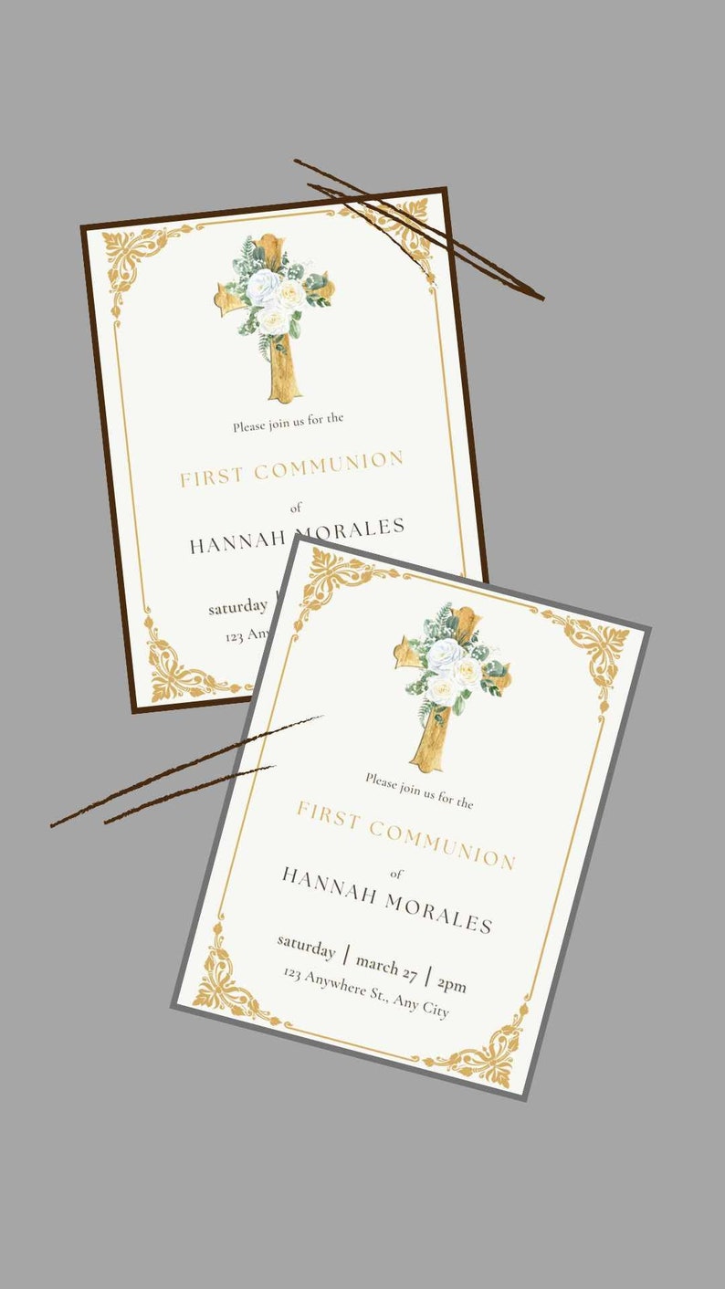 Customized Classy First Communion Invitations, Simple First Communion ...