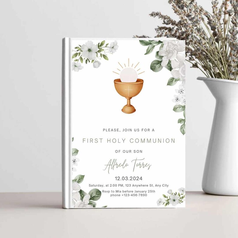 Customized Classy First Communion Invitations, Simple First Communion ...