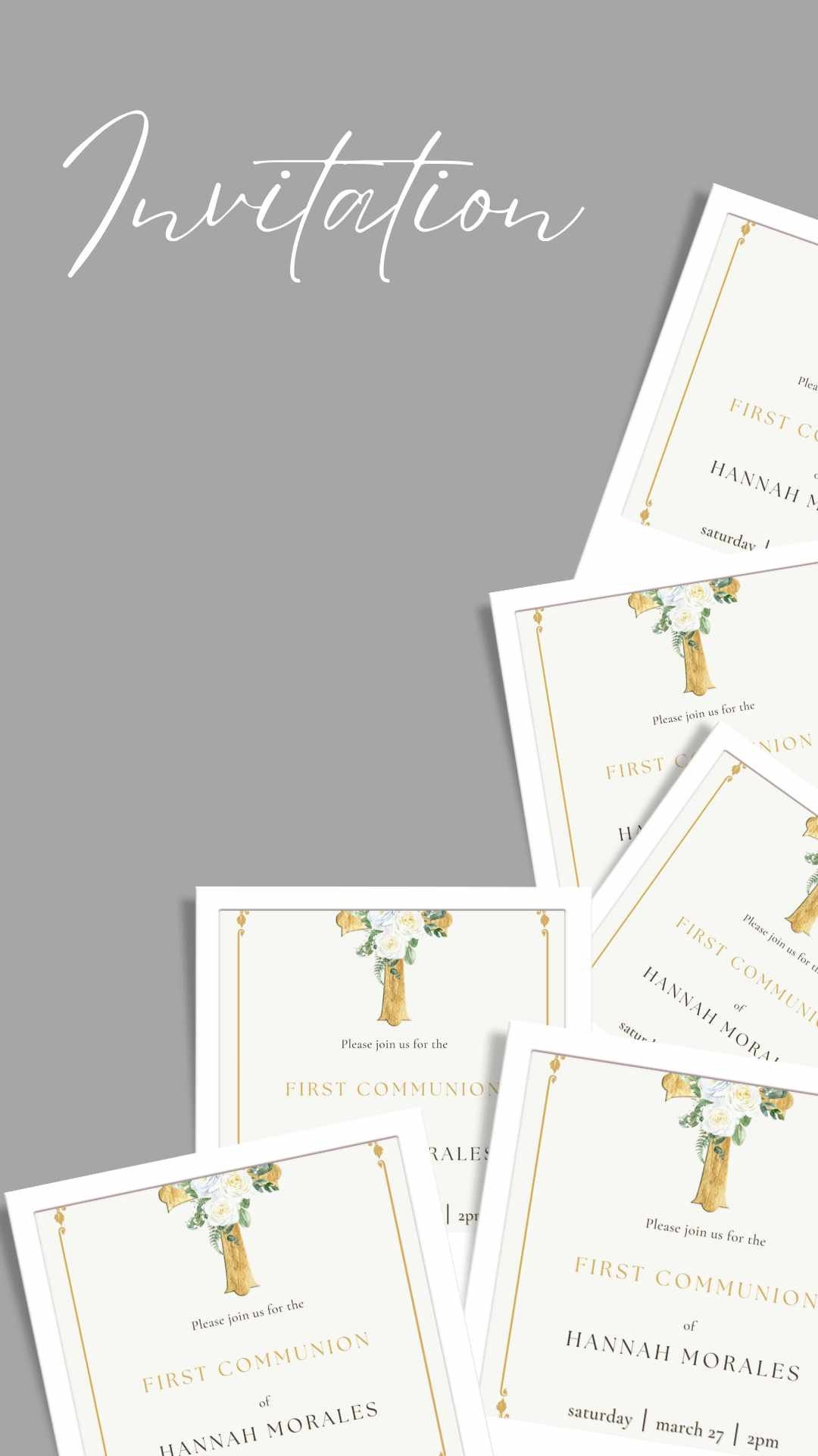 Customized Classy First Communion Invitations, Simple First Communion ...