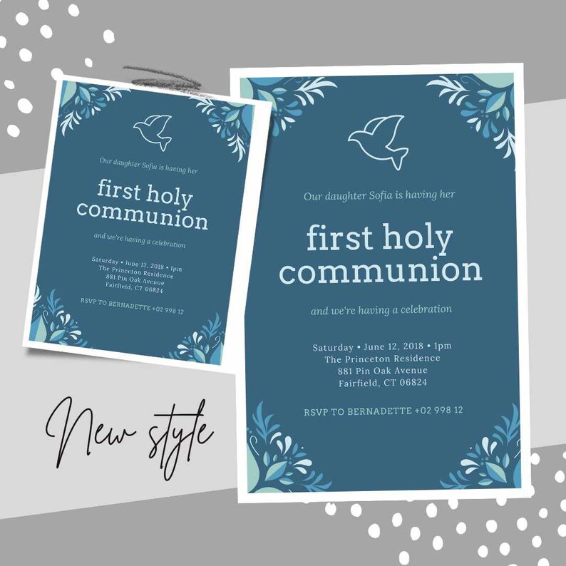 Customized Classy First Communion Invitations, Simple First Communion ...