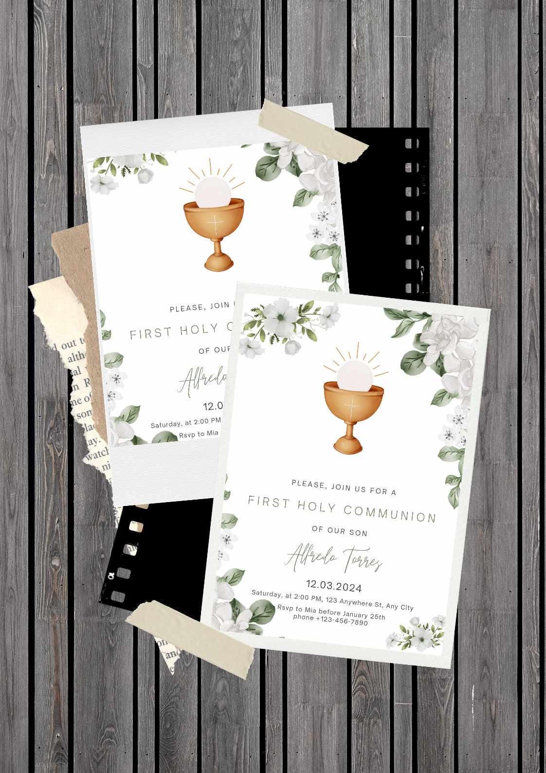 Customized Classy First Communion Invitations, Simple First Communion ...