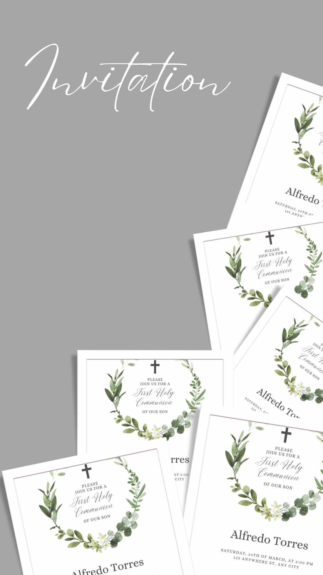 Customized Classy First Communion Invitations, Simple First Communion ...