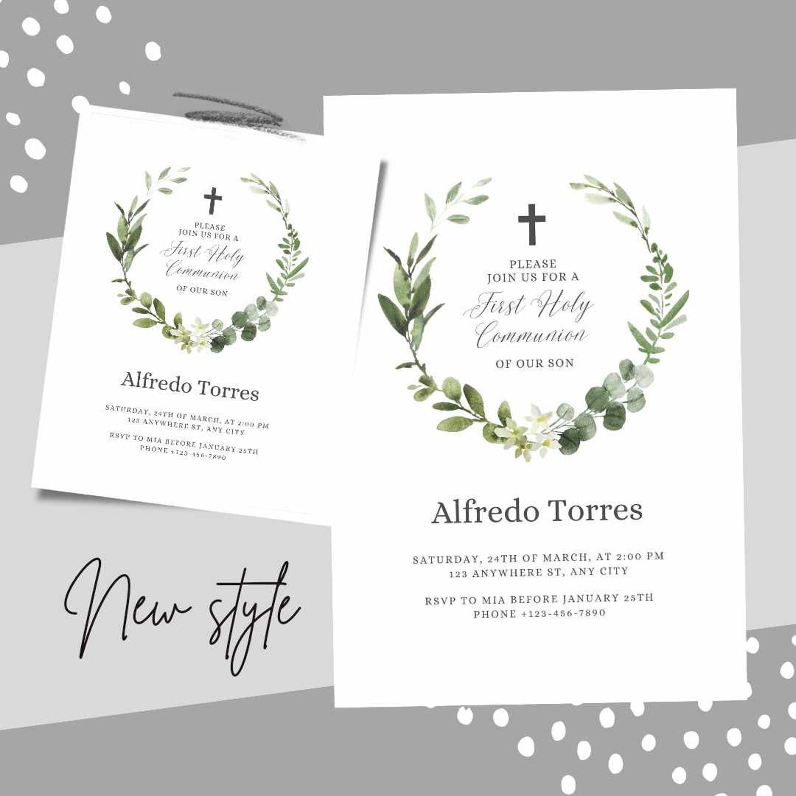 Customized Classy First Communion Invitations, Simple First Communion ...