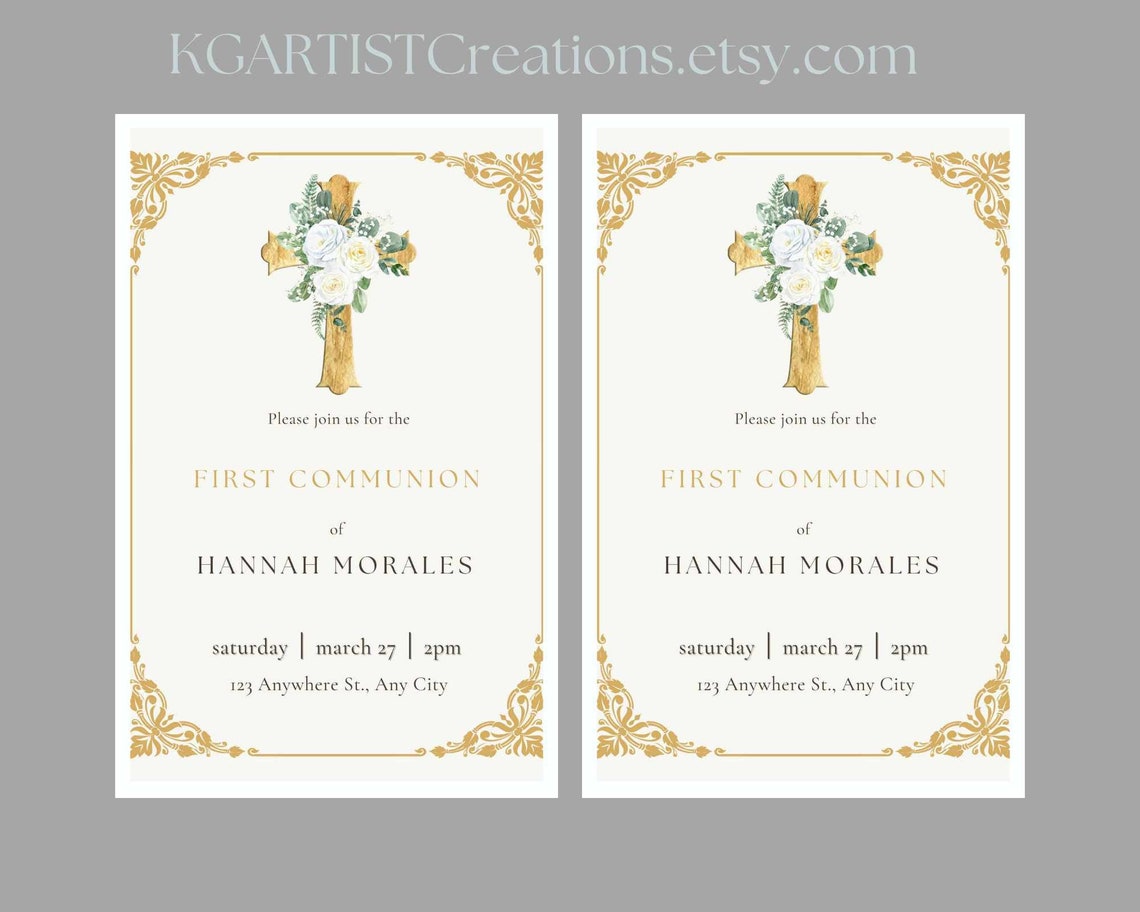 Customized Classy First Communion Invitations, Simple First Communion ...